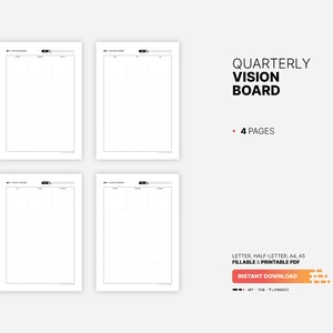 Quarterly Vision Board With 3-month Plan, Fillable Goal Dashboard ...
