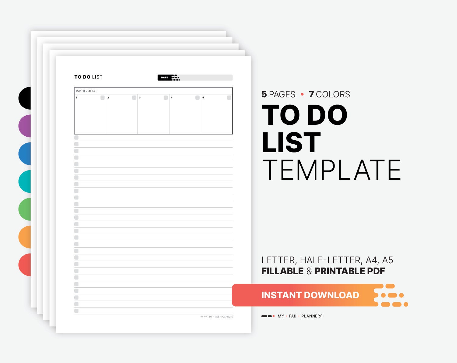 Printable to Do List Template, Fillable Task Tracker (PDF) - Etsy