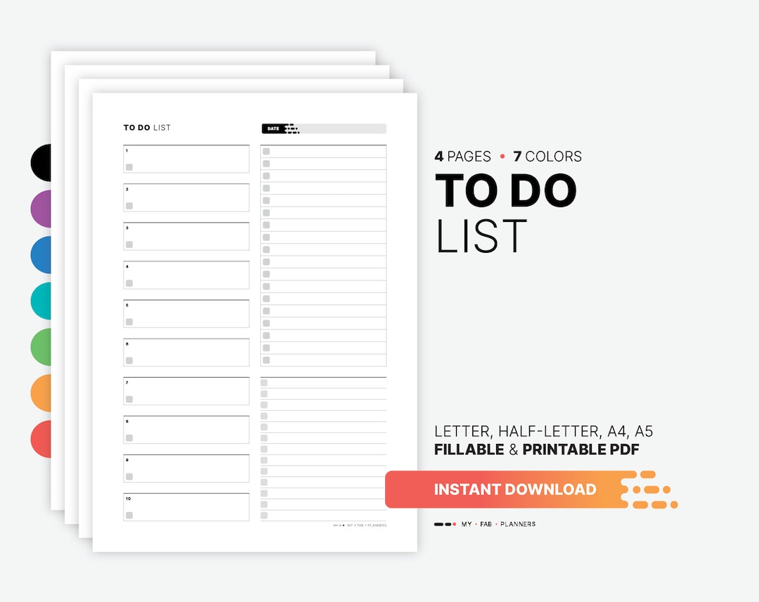 Things to Do List, Printable Priority Planner, Fillable Task Checklist ...