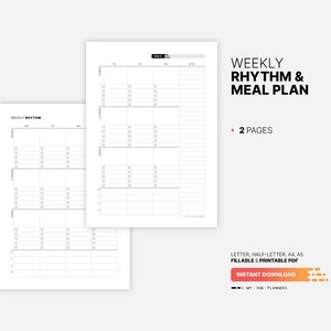 Weekly Rhythm & Meal Plan, Daily and Morning Routine Task Planner ...