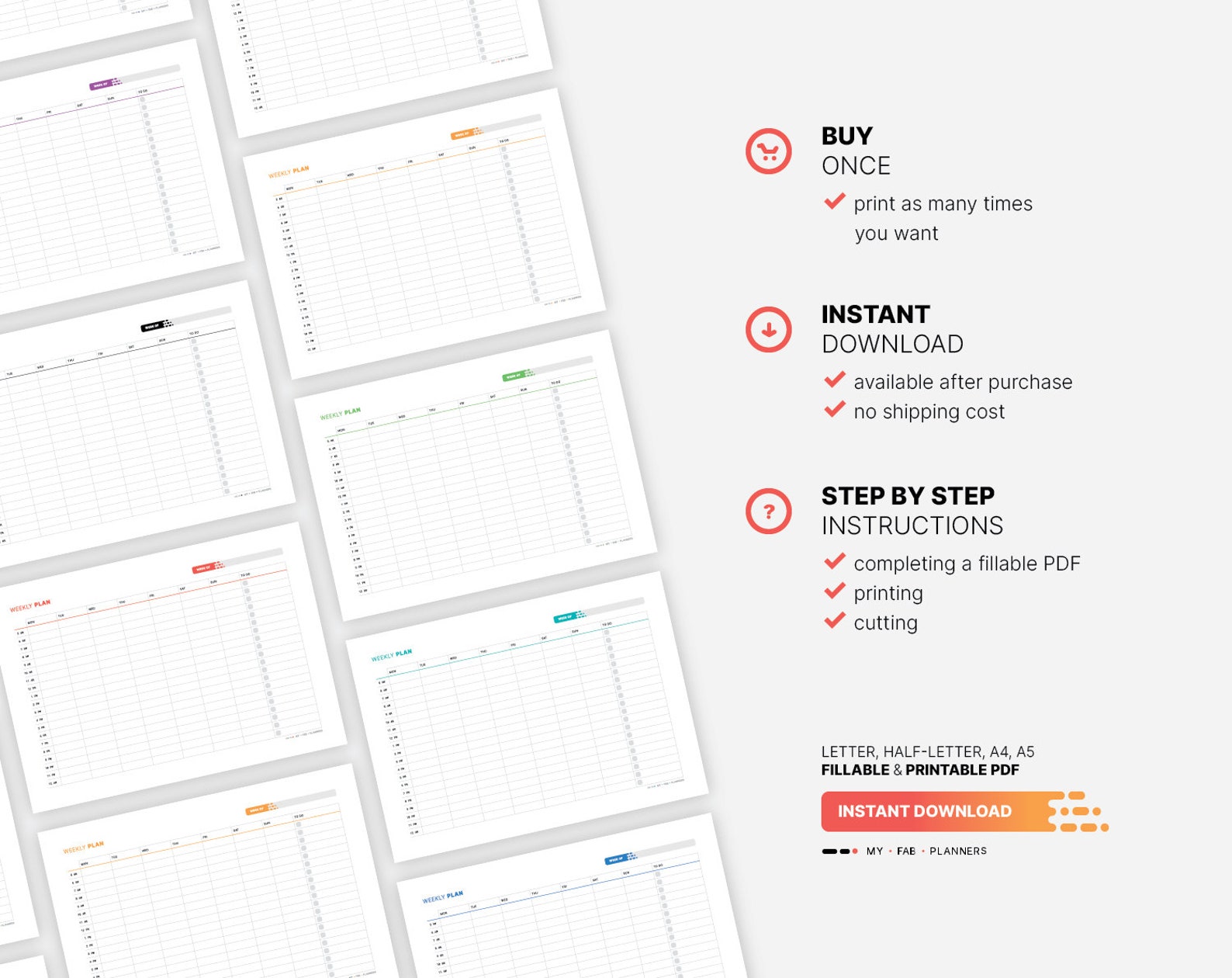 Weekly Schedule, Printable Things to Do List, Fillable Daily Life ...