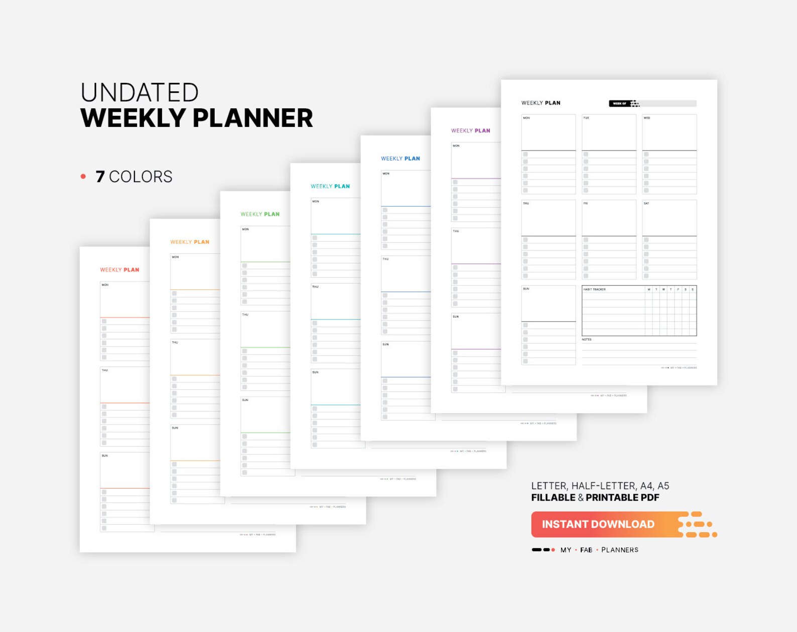 Undated Weekly Planner, Fillable Things to Do List, Printable Work ...