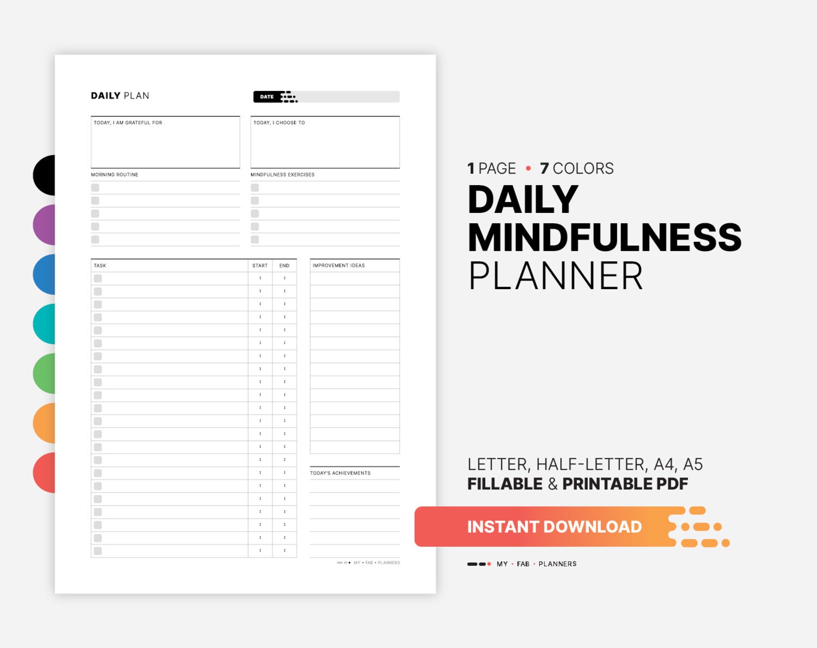 Daily Mindfulness Planner, Positive Mindset, Gratitude Journal ...
