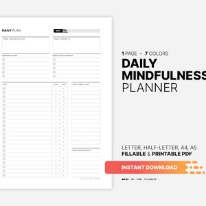 Daily Mindfulness Planner, Positive Mindset, Gratitude Journal ...