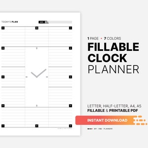 Fillable Clock, Daily Routine & Rhythm Schedule Planner, Undated ...