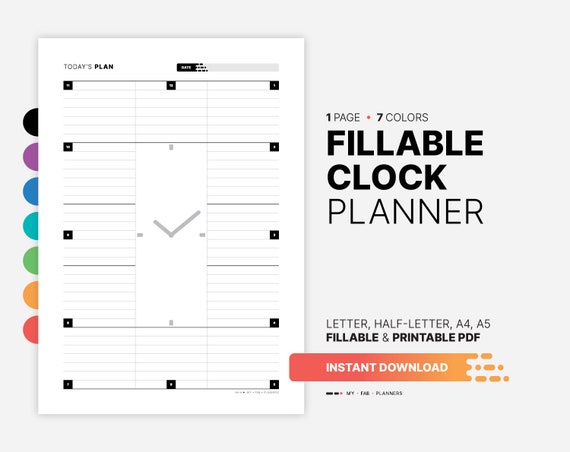 Fillable Clock Daily Routine & Rhythm Schedule Planner - Etsy