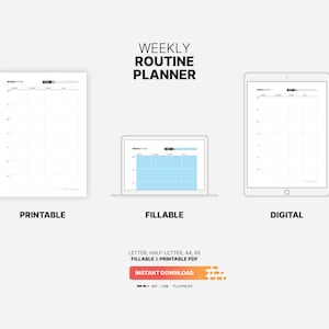 Weekly Routine Planner, Printable Daily Chore Chart, Fillable Morning ...