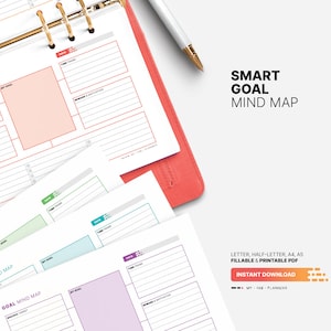 SMART Goal Mind Map, Printable Action Planner (PDF Template) - Etsy