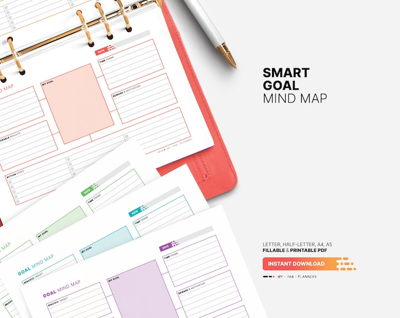 SMART Goal Mind Map, Printable Action Planner (PDF Template) - Etsy