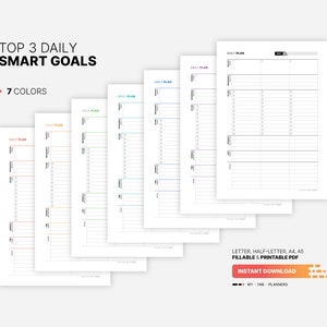 Top 3 Daily SMART Goals With Action Plan, Daily Goal List & Setting ...