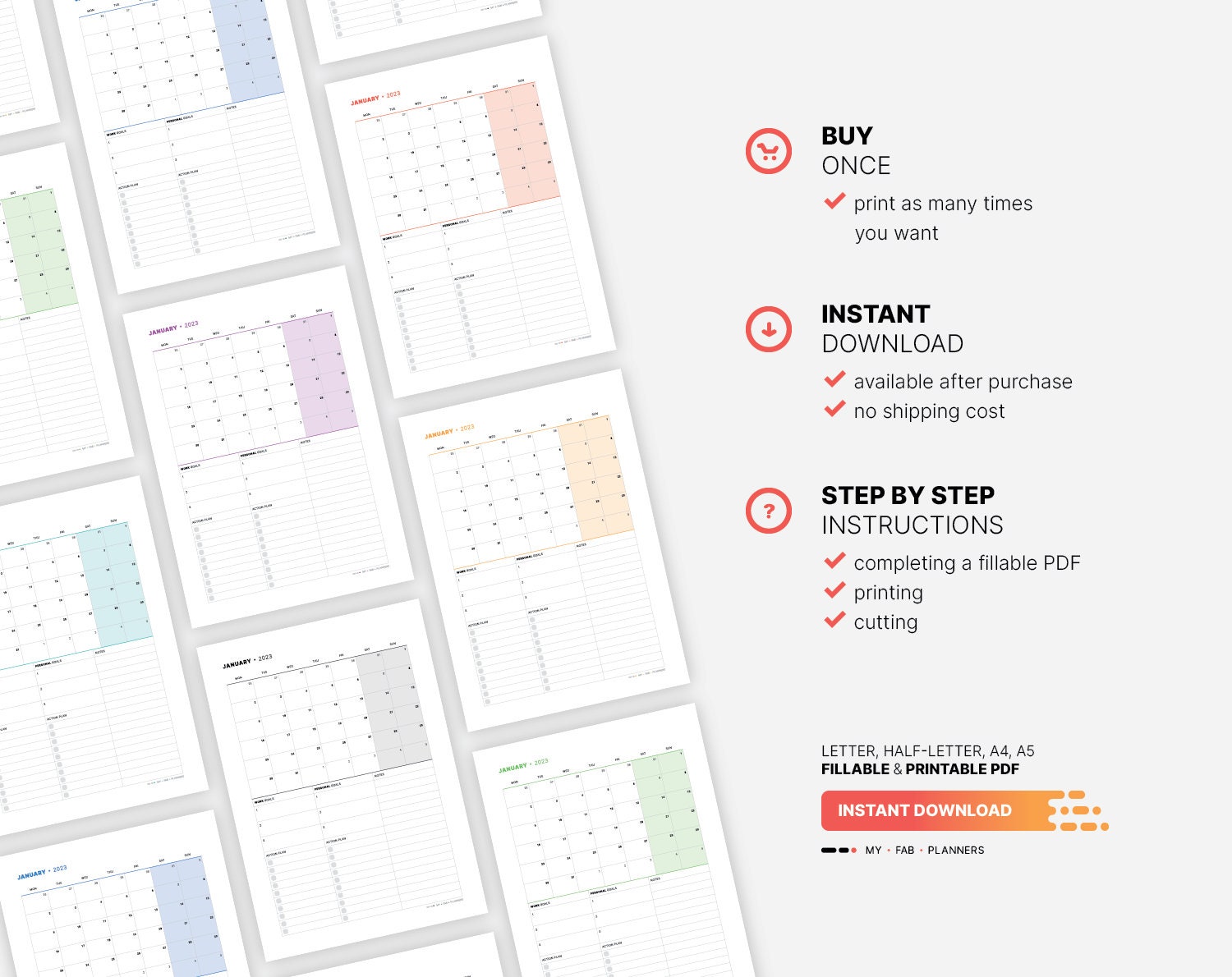 2023 Work life Balance Planner Printable Long term Goal Etsy