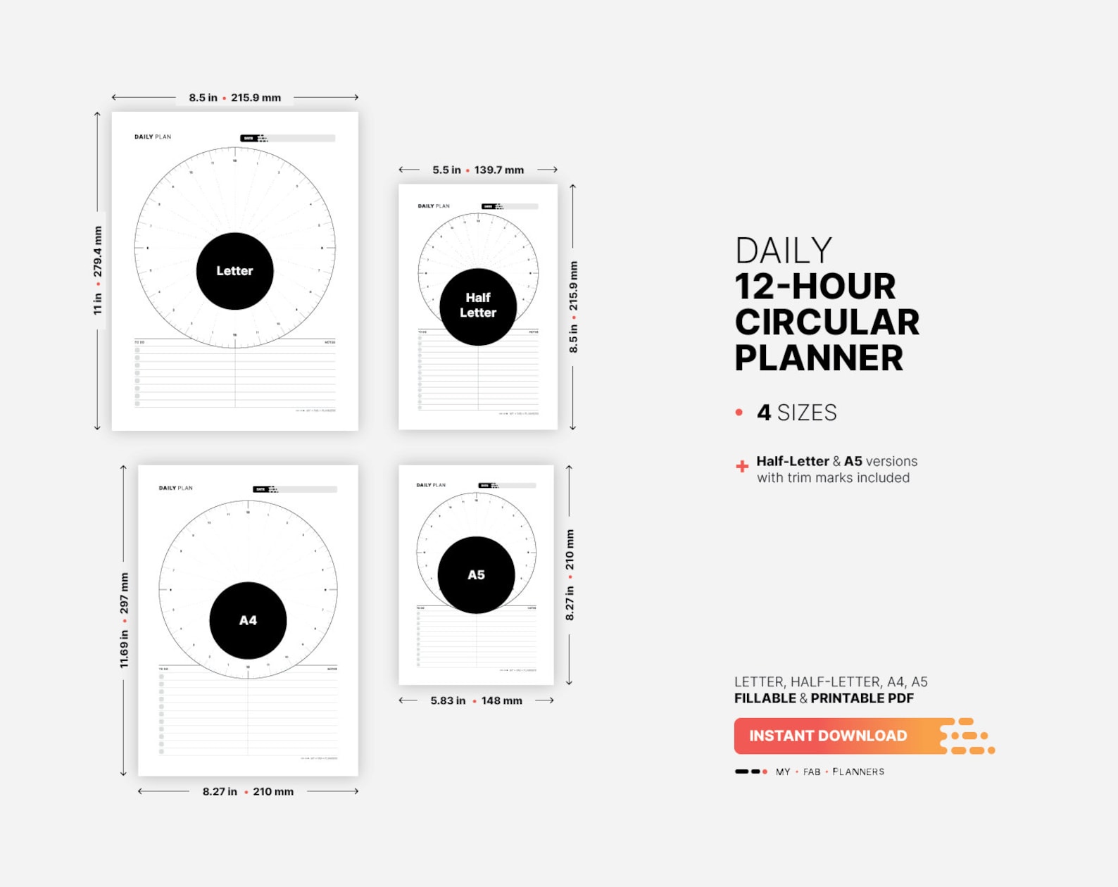 24-hour Circular Planner, Fillable Routine Chart (printable PDF) - Etsy