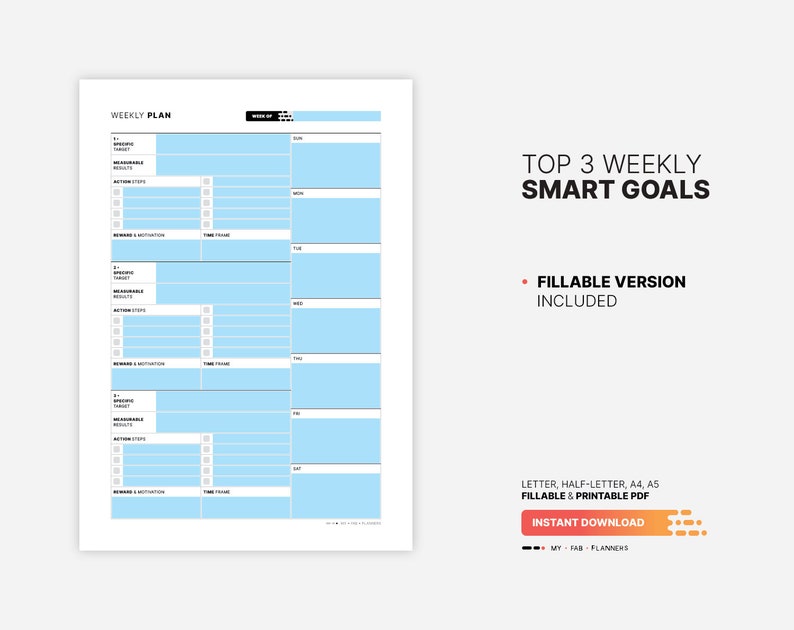 Top 3 Weekly SMART Goals With Action Plan, Goal List & Setting ...