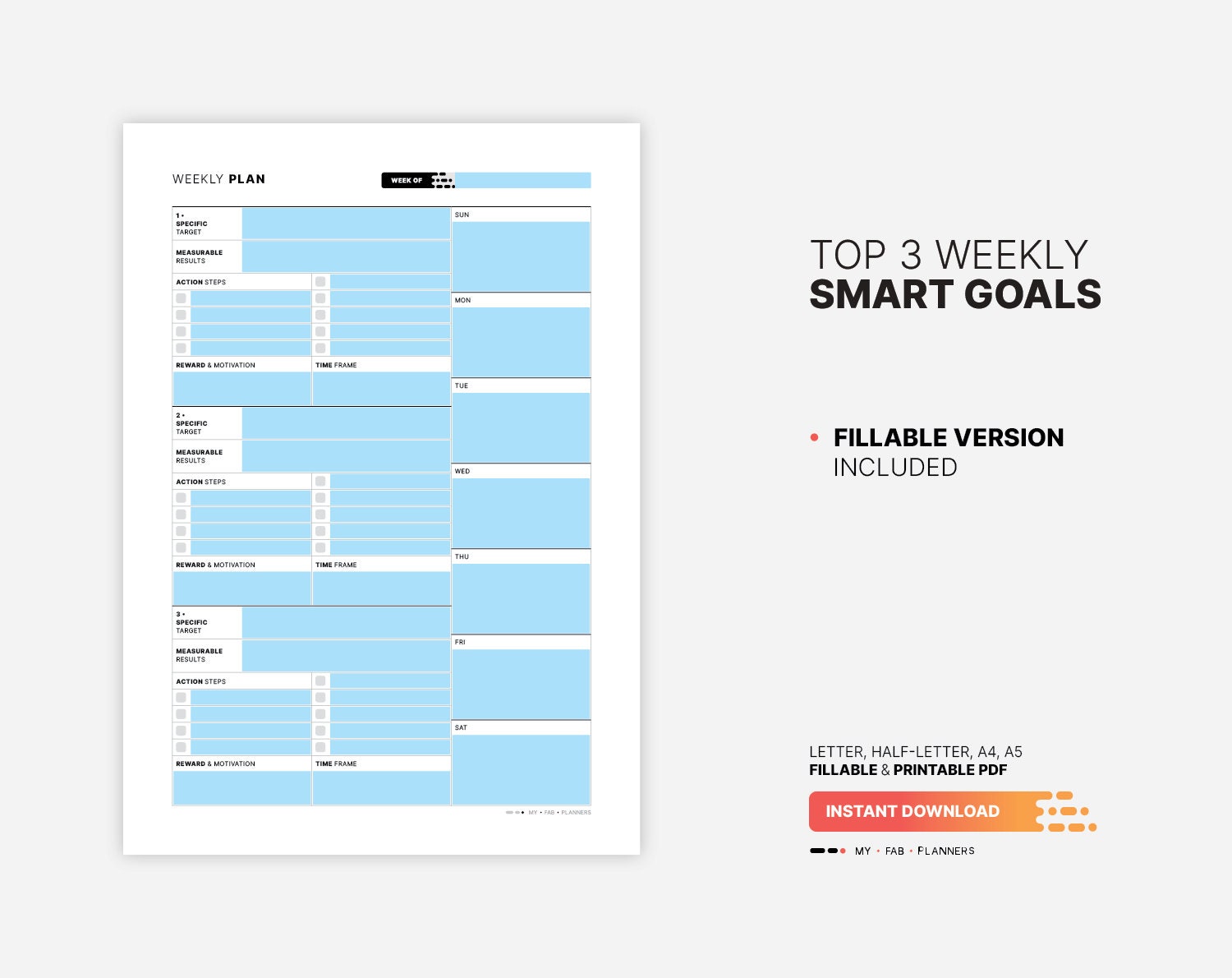 Top 3 Weekly SMART Goals With Action Plan, Goal List & Setting ...