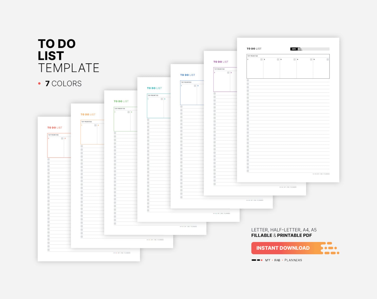 Printable to Do List Template, Fillable Task Tracker (PDF) - Etsy