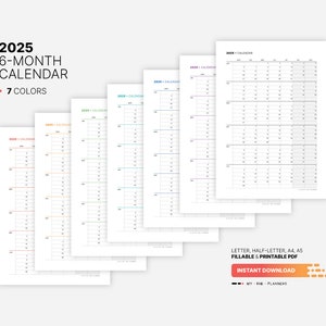2025 6-month Calendar, Printable Family Important Dates Template ...