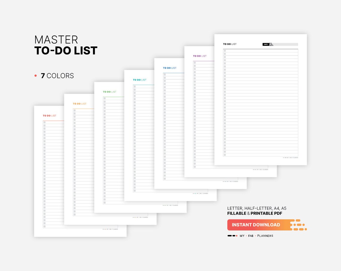 Master to Do List, Get Organized Planner, Printable Things to Do ...