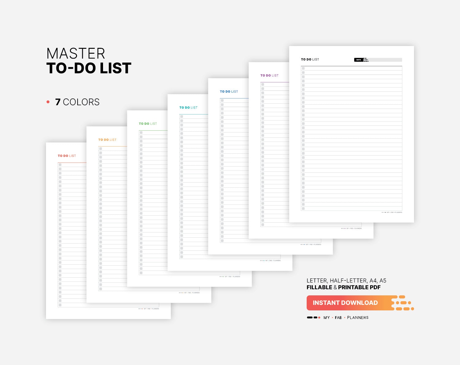 Master to Do List, Get Organized Planner, Printable Things to Do ...