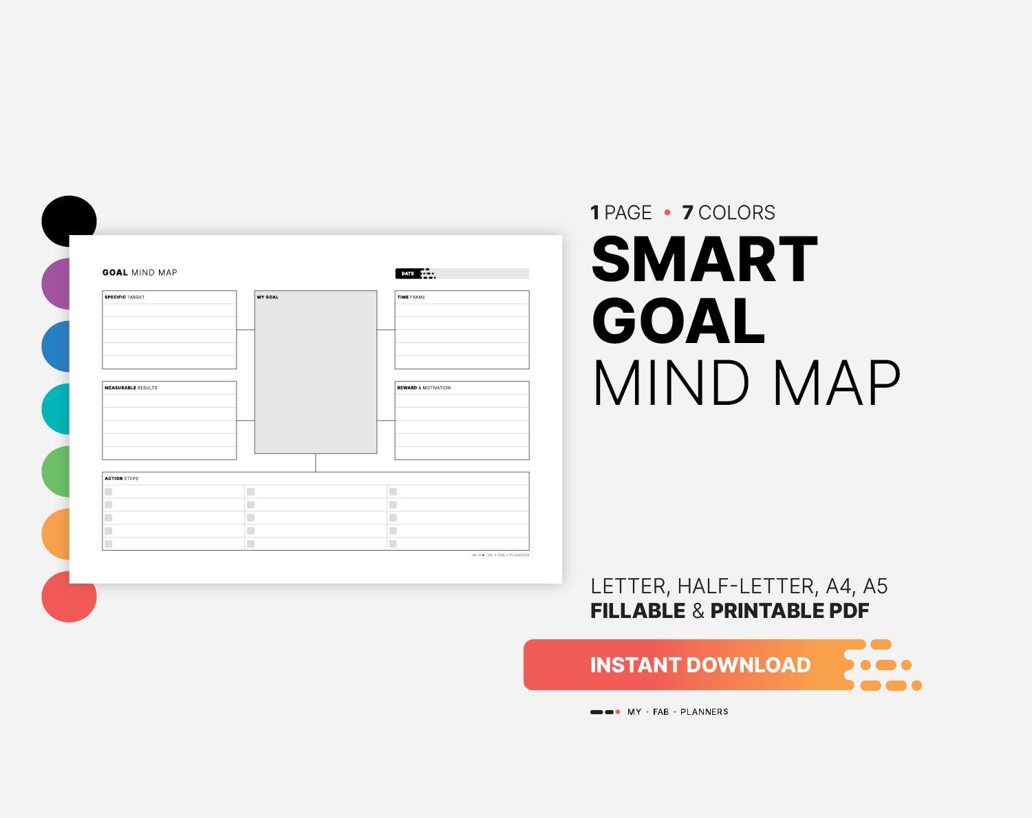 SMART Goal Mind Map Printable Brainstorm Action Plan - Etsy Canada