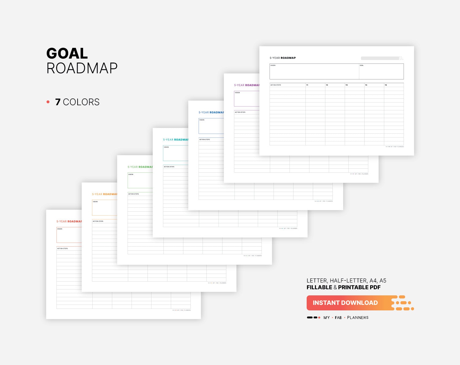 Goal Roadmap Printable Action Plan Fillable Long-term Life - Etsy Australia