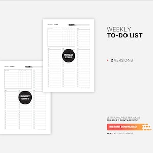 Weekly to Do List Planner, Printable Task List Chart, Productivity ...