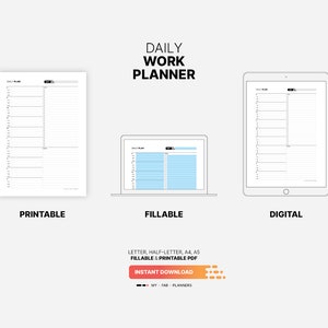 Daily Work From Home Action Plan & Log Book, Fillable Hourly Planner ...