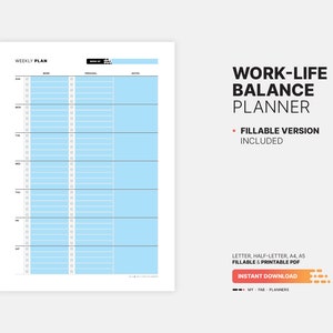 Weekly Work-life Balance Planner, Fillable Week's Task List, To-do ...