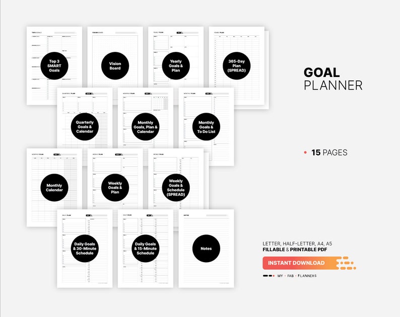 Goal Planner Long Term Life Vision Board Yearly Quarterly - Etsy