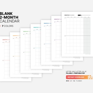 Blank 2-month Calendar, Printable Undated Monthly Productivity Planner ...