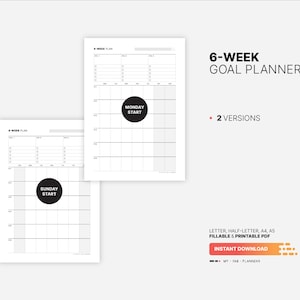 6-week Goal Planner, Fillable Work & Productivity Tracker Calendar ...