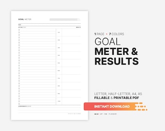 Goal Meter Sheet Goals Crusher Action Plan Tracker Planner | Etsy
