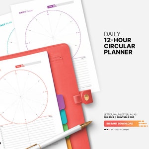 Daily 12-hour Circular Chart, Printable Visual Planner, Fillable ...