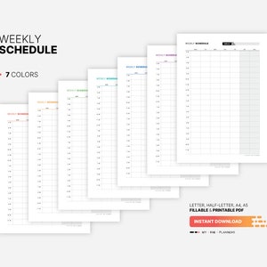 Weekly Schedule, Printable Work, Study, Home Organizer, Fillable ...