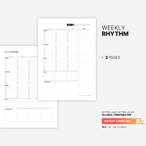 Weekly Rhythm Chart, Fillable Daily Morning & Evening Routine Checklist ...