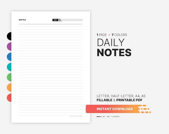Printable Notepad Template
