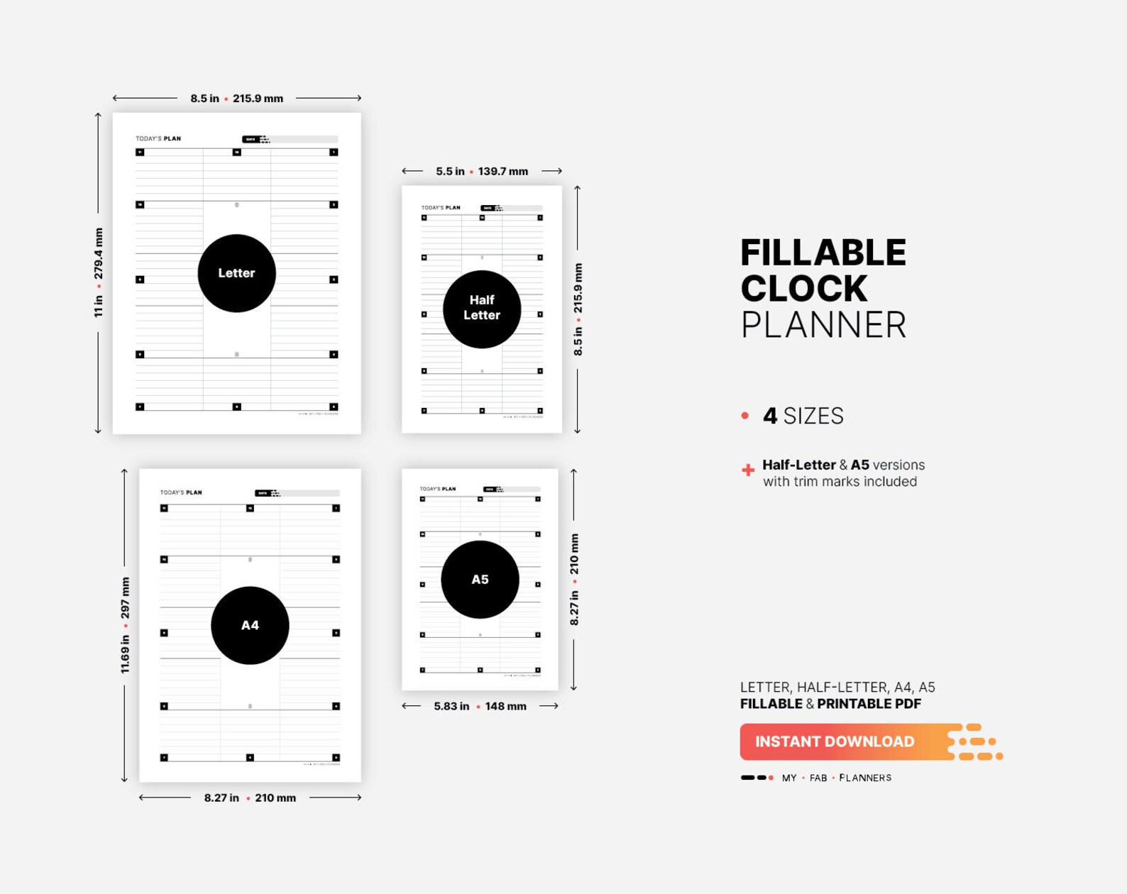 Fillable Clock, Daily Routine & Rhythm Schedule Planner, Undated ...