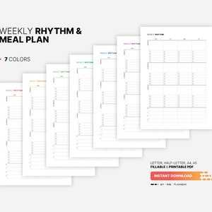 Weekly Rhythm & Meal Plan, Daily and Morning Routine Task Planner ...