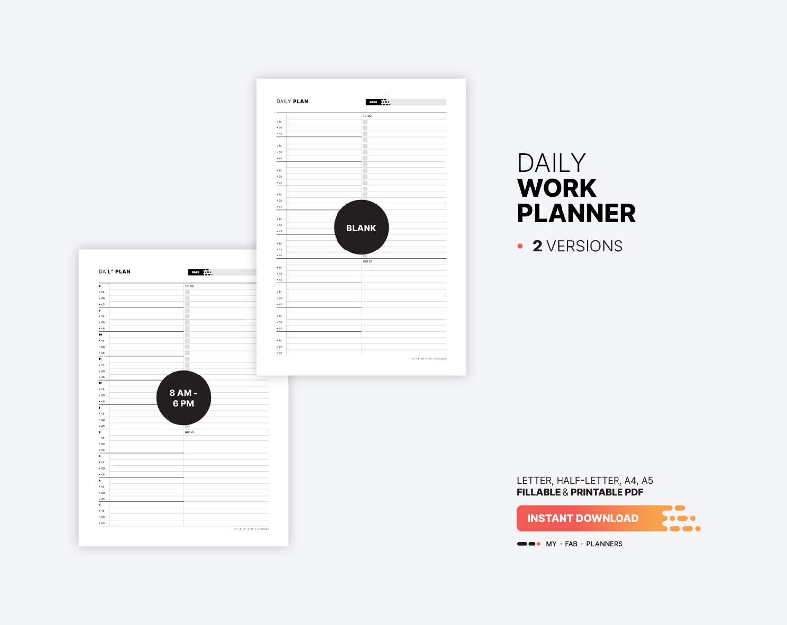 Daily Work From Home Action Plan & Log Book, Fillable Hourly Planner ...