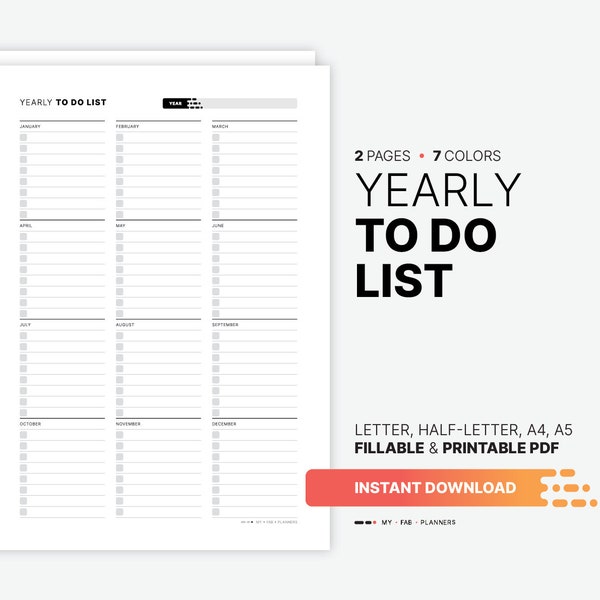 Yearly to Do List - Etsy
