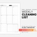 Weekly Cleaning List, Printable Chore Chart, Fillable to Do List, Home ...