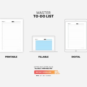 Master to Do List, Get Organized Planner, Printable Things to Do ...