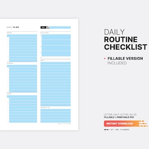 Daily Routine Checklist Tracker for Morning, Evening Journal, Fillable ...