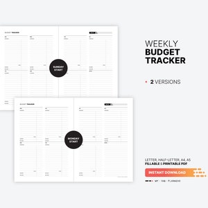Weekly Budget Tracker Sheet, Fillable Financial Journal Sheets, 2 Pages ...