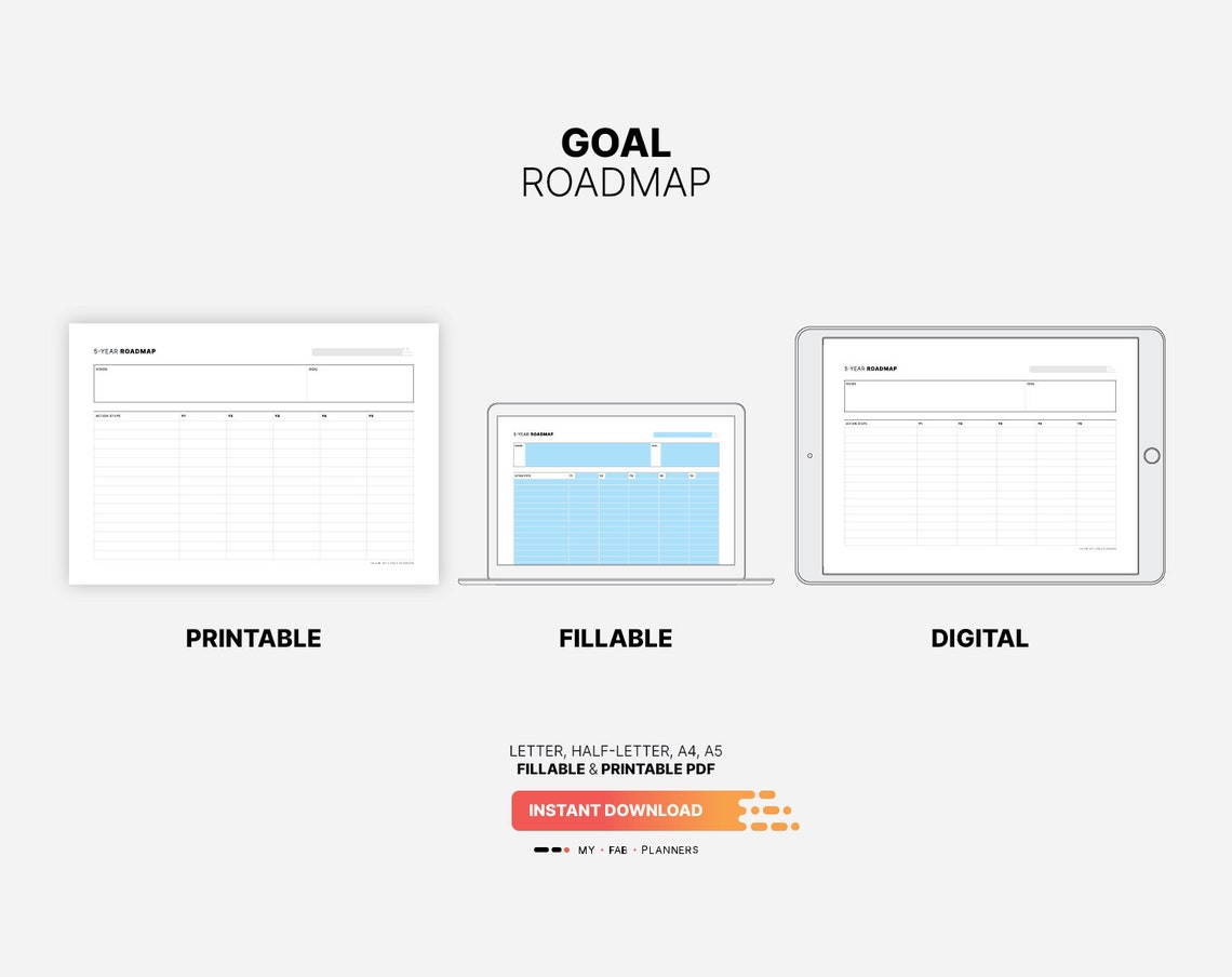 Goal Roadmap Printable Action Plan Fillable Long-term Life - Etsy