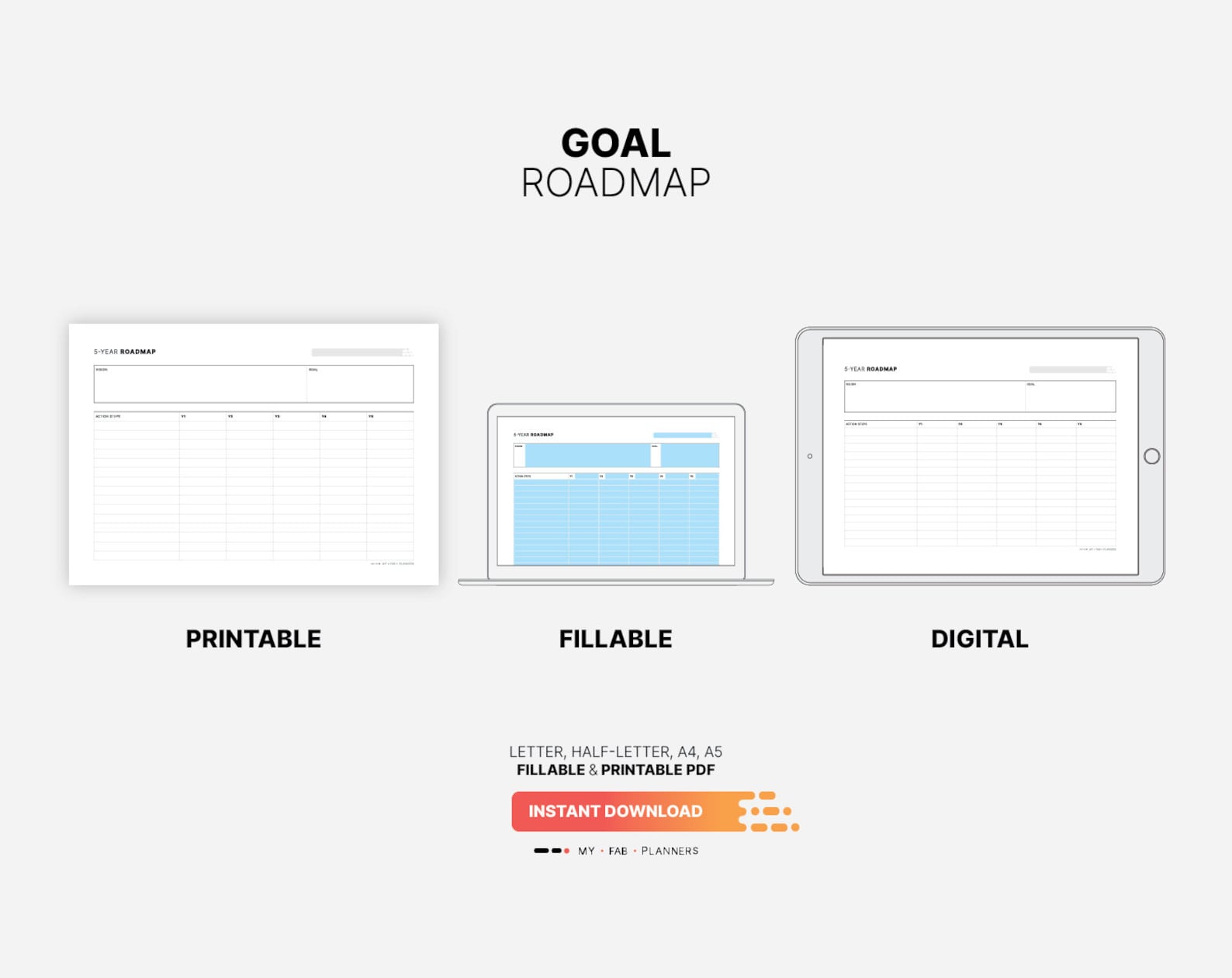 Goal Roadmap Printable Action Plan Fillable Long-term Life - Etsy
