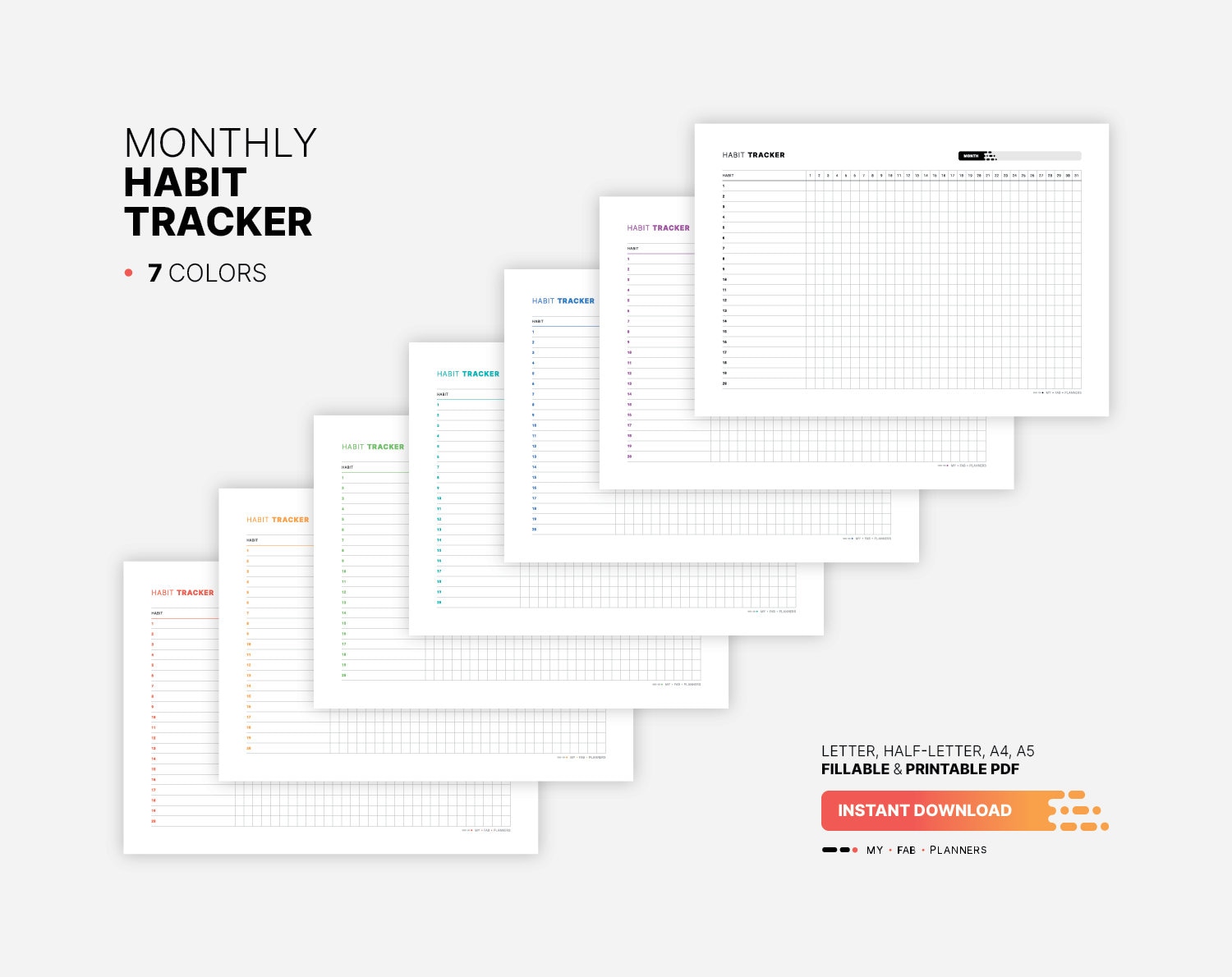 Monthly Habit Tracker, Printable Morning Routine, Fillable Health ...