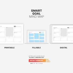 SMART Goal Mind Map, Printable Action Planner (PDF Template) - Etsy