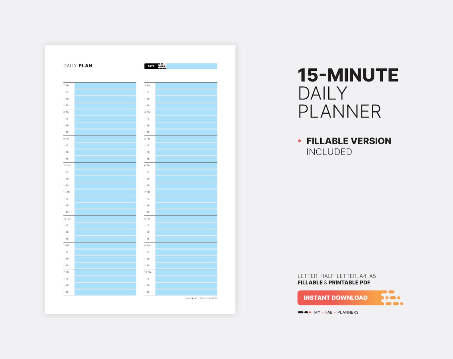 15 Minute Planner Sheet Daily Appointment Schedule & Time - Etsy