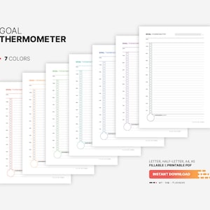 Goal Thermometer Chart Sheet, Goals Crusher Action Plan, Tracker, Meter ...
