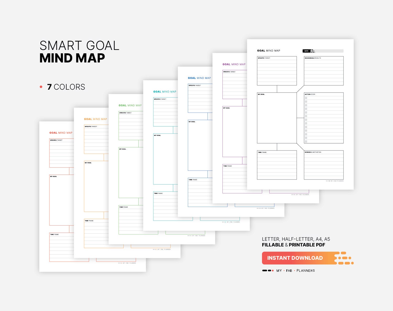 SMART Goal Mind Map Printable Long-term Life Goals Setting - Etsy